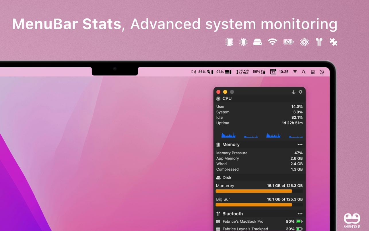 MenuBar Stats For Mac v3.9 菜单栏显示系统信息工具 - 苹果系统之家