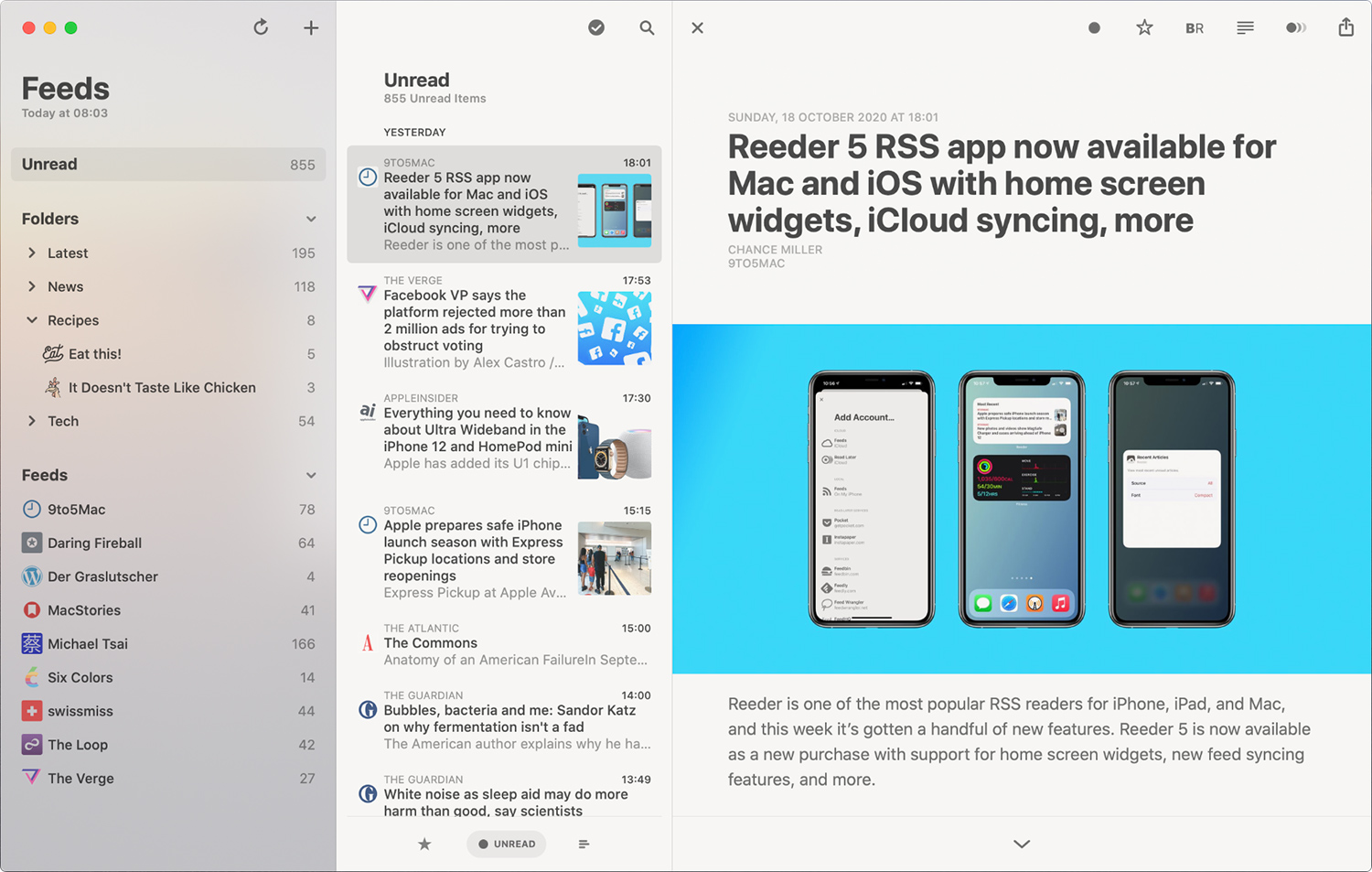 Reeder 5 For Mac v5.4 RSS 阅读器 - 苹果系统之家